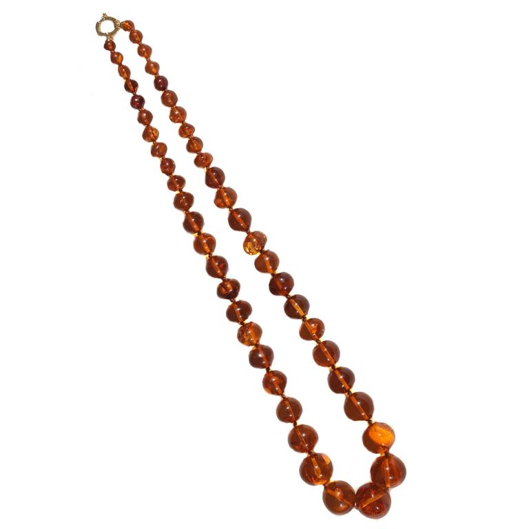 Amber Round Bead Necklace at 1stDibs
