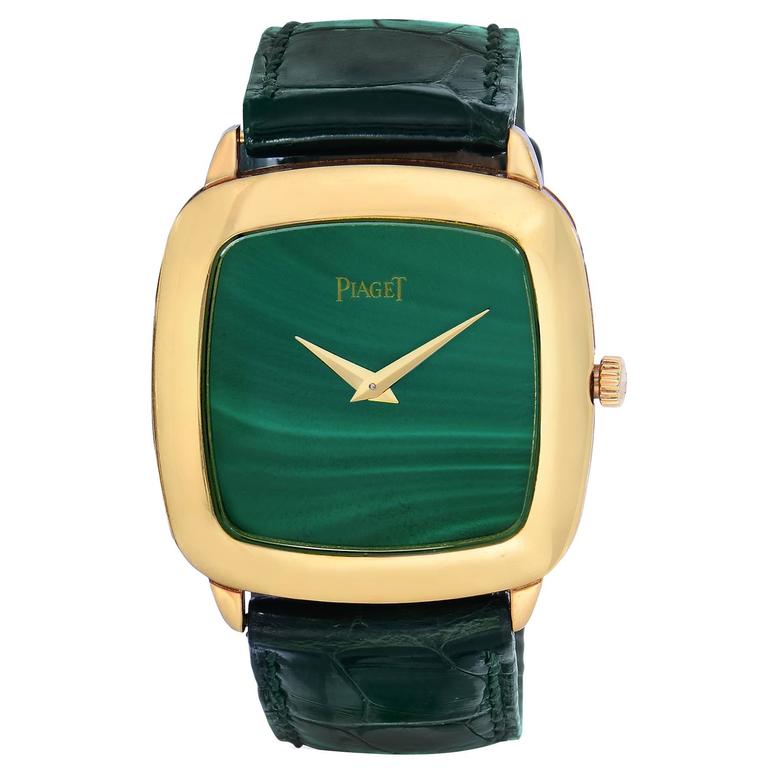 Piaget Yellow Gold Malachite Dial Leggenda Panorama Wristwatch at 1stDibs