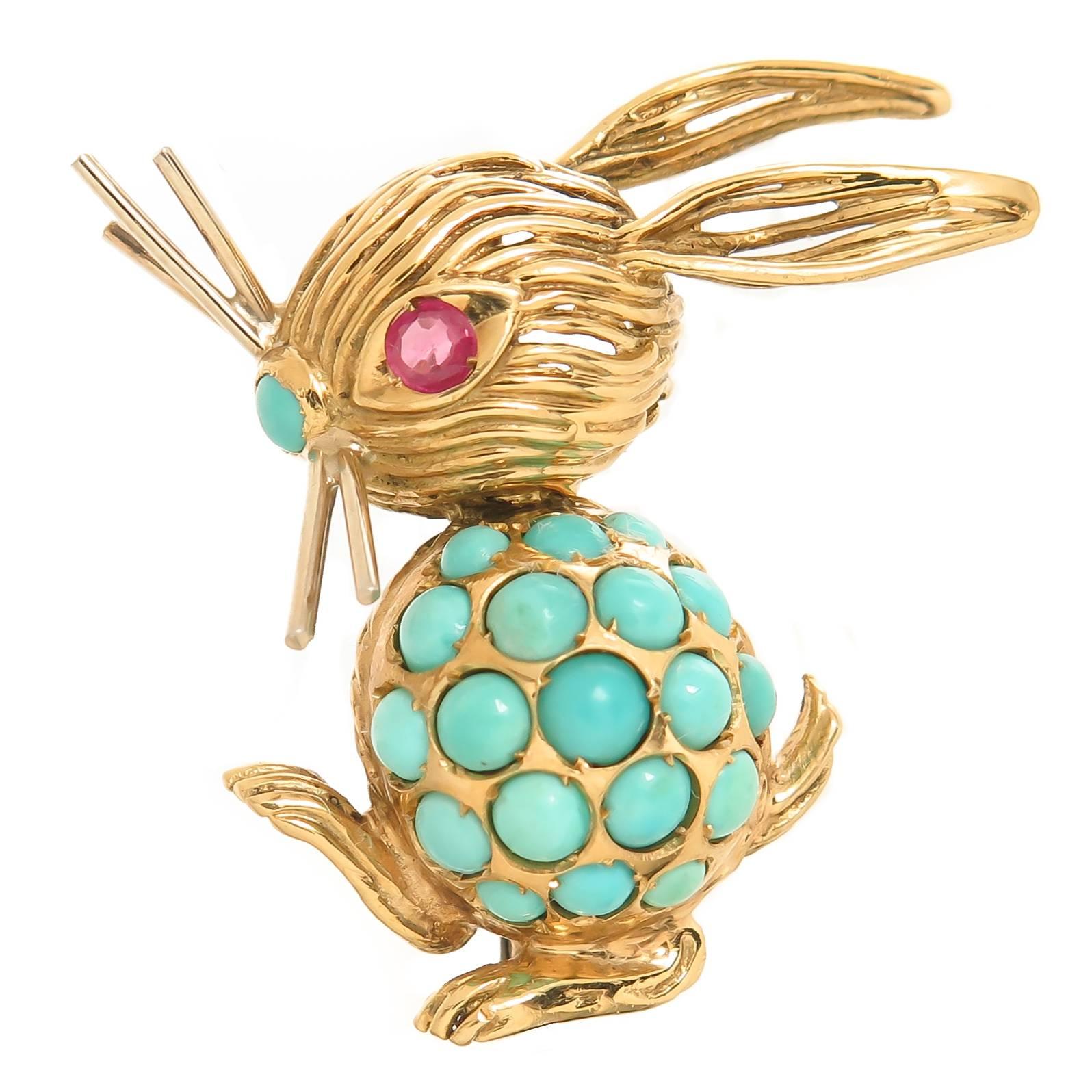 Boucheron Gem Set Gold Bunny Brooch at 1stDibs