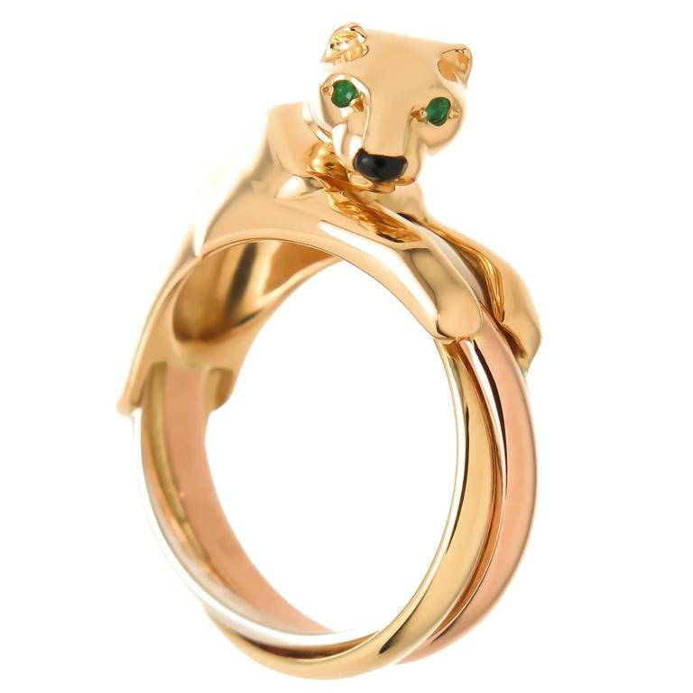 Cartier Tricolor Gold Trinity Panther Ring at 1stDibs | trinity_panther