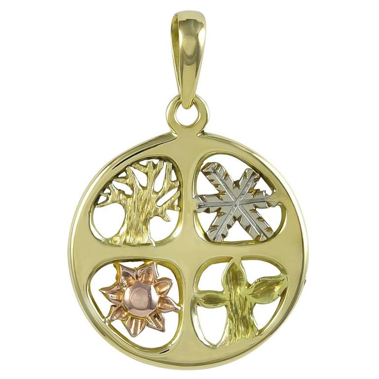 Four Seasons Four Color Gold Charm For Sale at 1stdibs