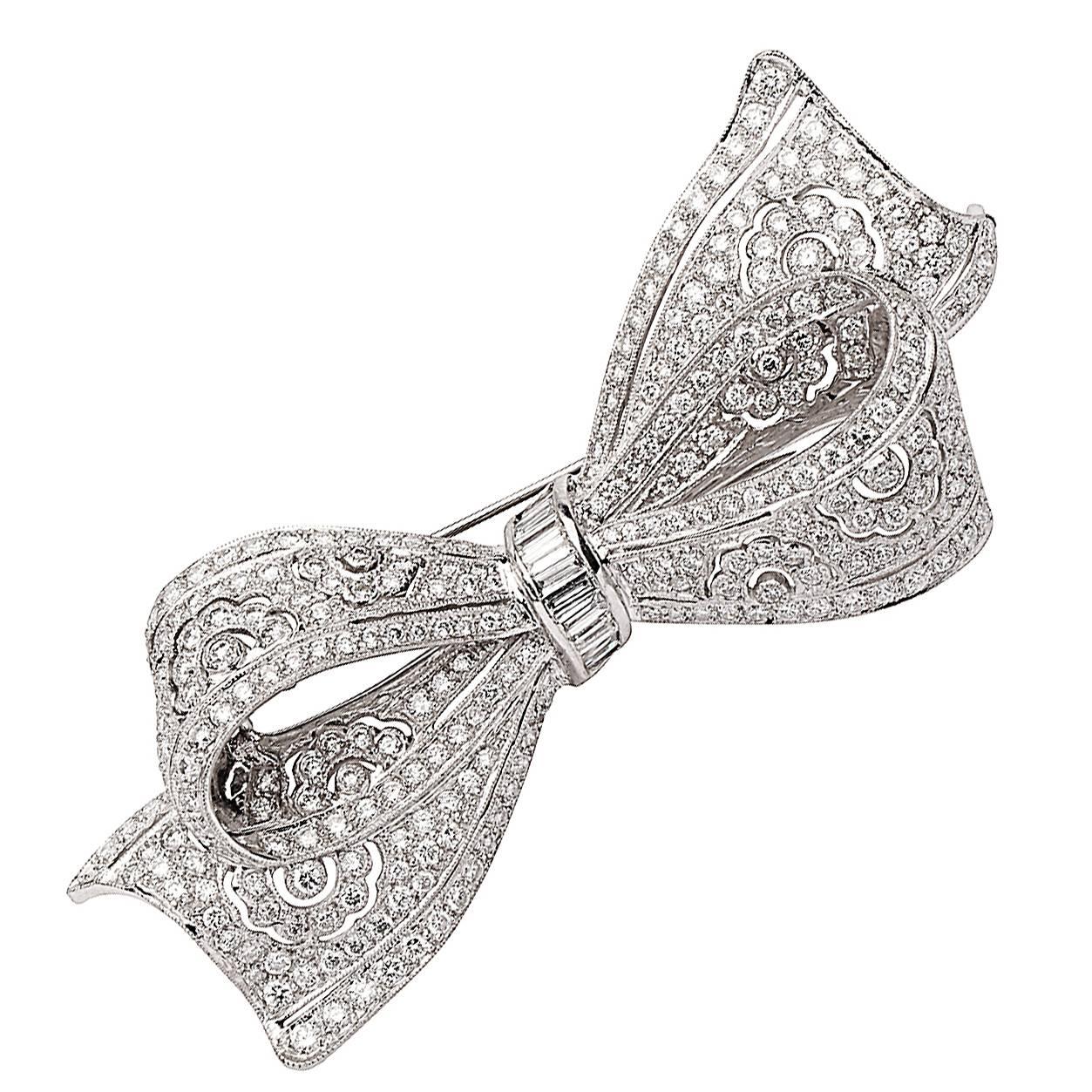 Sophia D. 5.50 Carat Diamond Bow Pin at 1stDibs