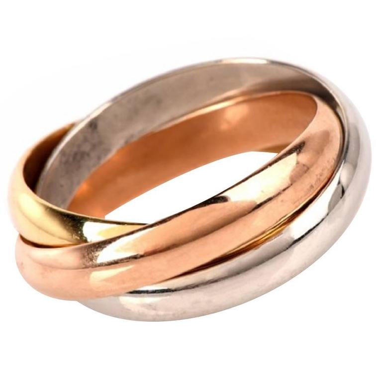 Cartier Three color Gold Trinity Ring at 1stDibs