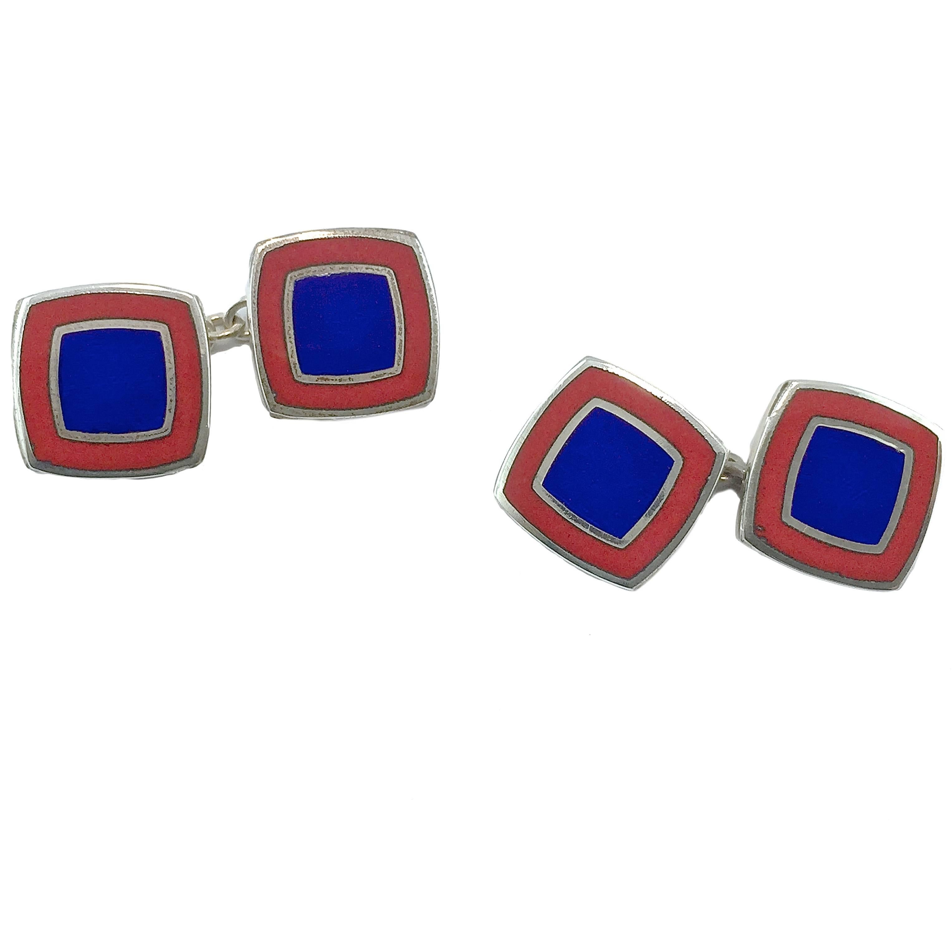 Vintage Japanese Sterling Silver Bamboo Enamel Cufflinks For Sale at ...