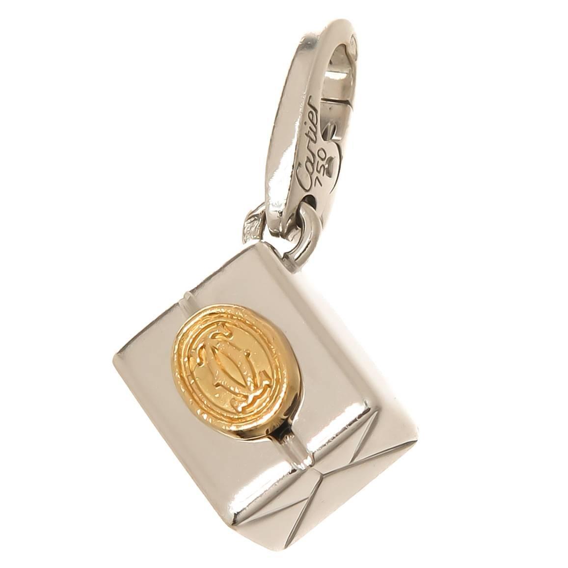 Cartier 2 Color Gold Gift Box Charm at 1stdibs