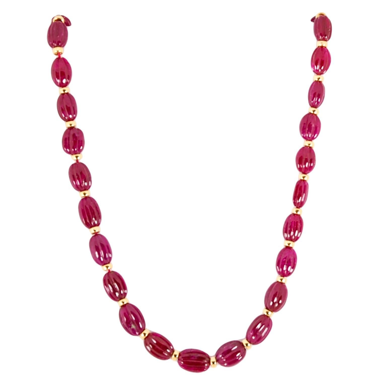 Carved ruby necklace at 1stDibs