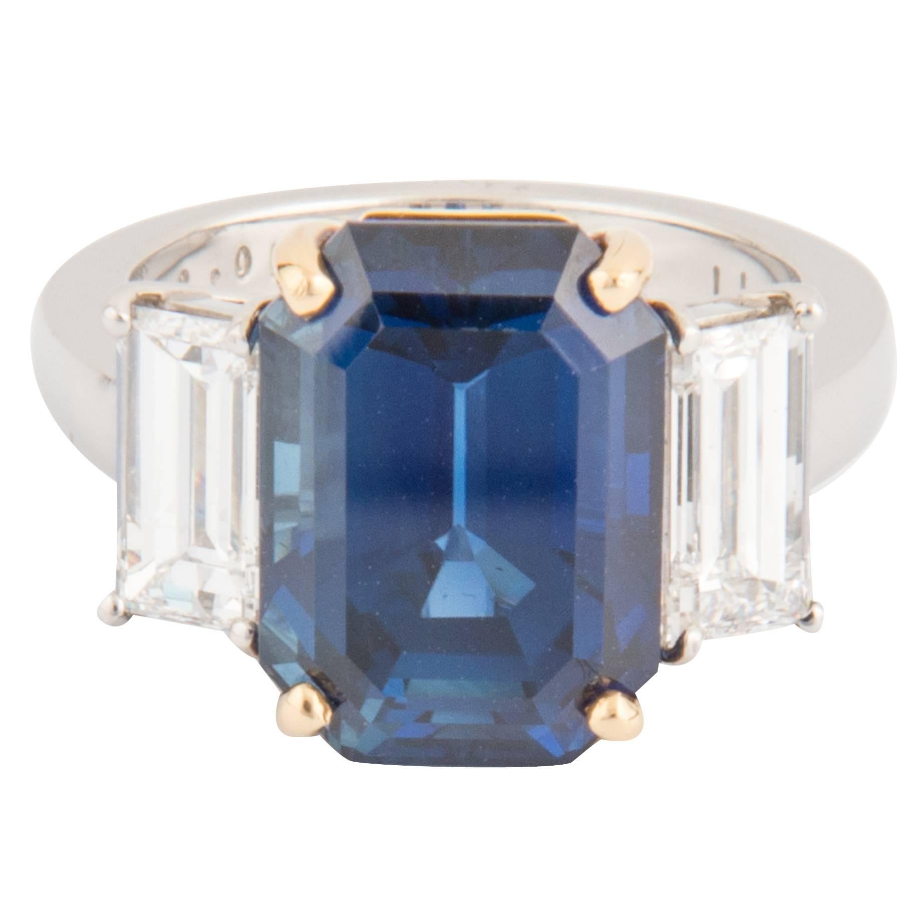 Bayco Sapphire Diamond gold Platinum Ring For Sale at 1stDibs