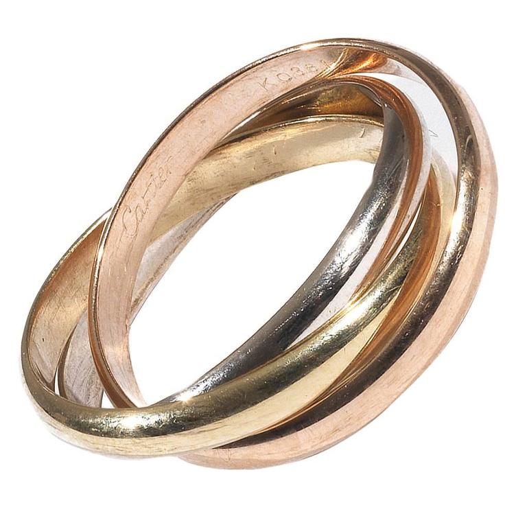 Cartier three color gold Trinity Ring at 1stdibs