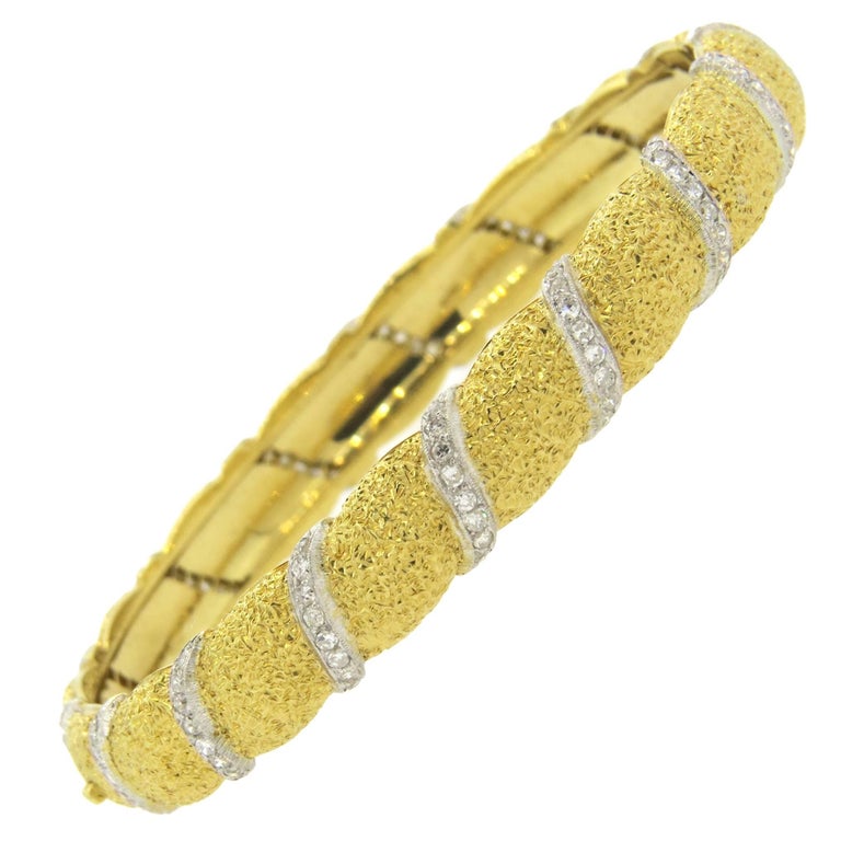 Buccellati Diamond Gold Bangle Bracelet at 1stDibs