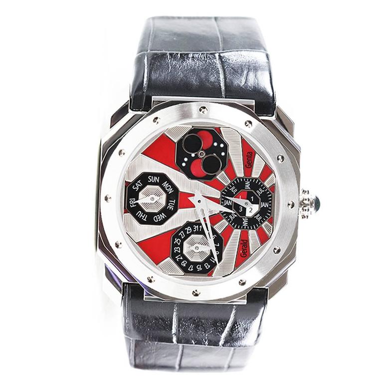 Gerald Genta Octo Perpetual Mens 18K White Gold Watch For Sale at 1stDibs