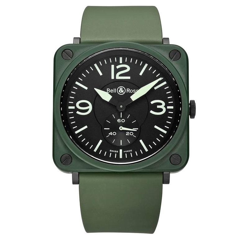 Bell and Ross ceramic BR S Military Green quartz wristwatch at 1stDibs