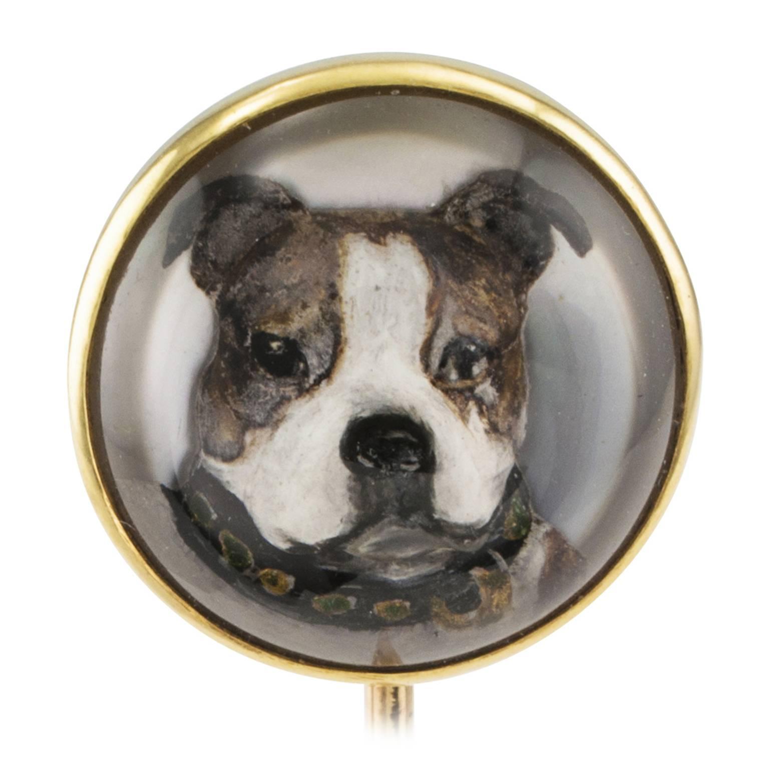 J E Caldwell Essex Crystal Boxer Dog Stick Pin For Sale at 1stDibs