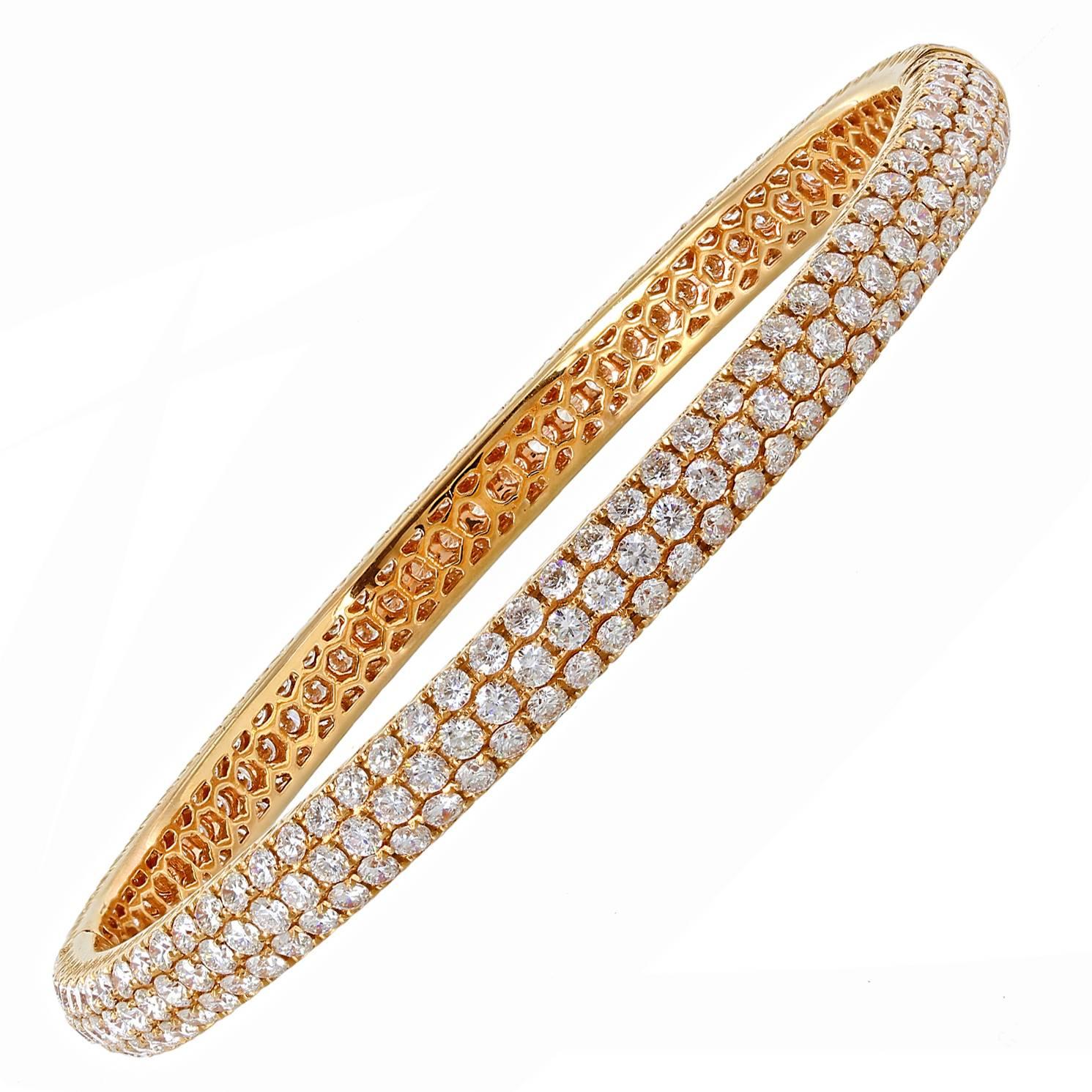 7.59 Carat Diamond and Pink Gold Bracelet at 1stDibs
