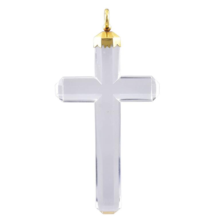 Large Antique Rock Crystal Gold Cross at 1stDibs