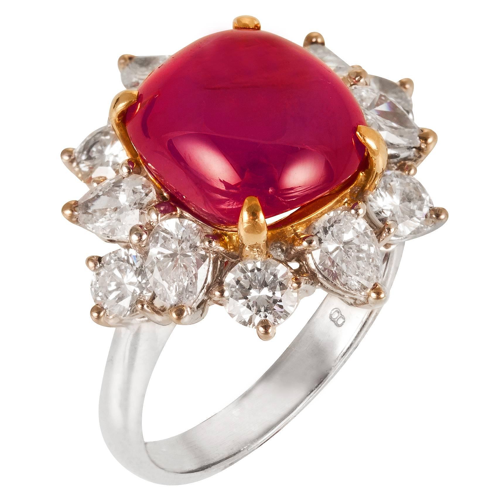Star Ruby Diamond Gold Platinum Ring For Sale at 1stDibs