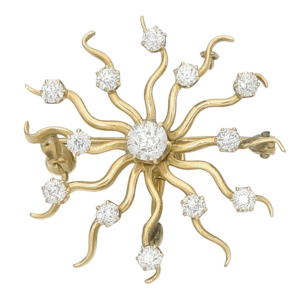 Antique Diamond Starburst Pin Pendant at 1stDibs