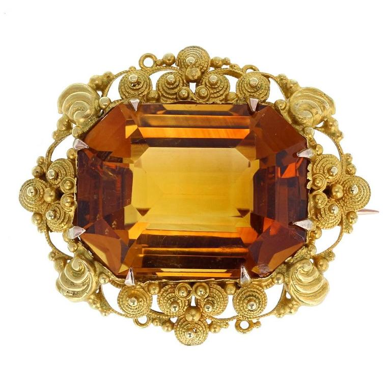 Antique Georgian Citrine Gold Brooch at 1stDibs