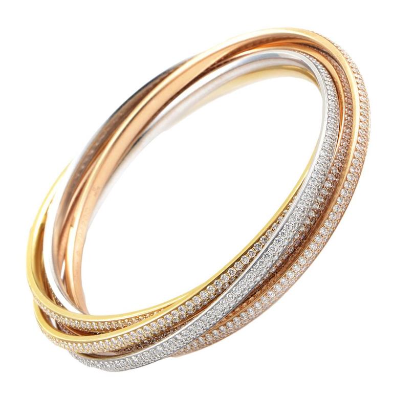 Carter Trinity Diamond Multicolor Gold Pave Bangles at 1stDibs | carter ...