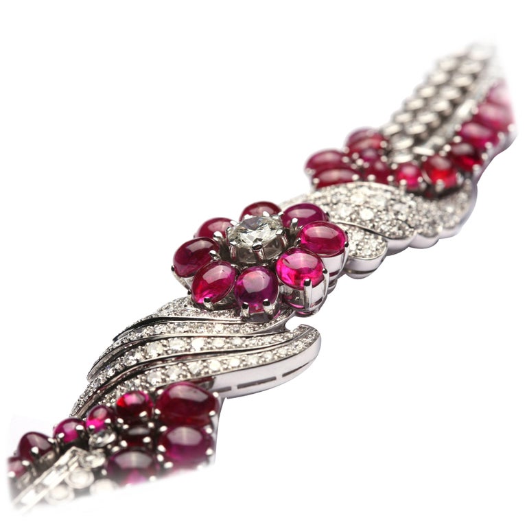 Important Burmese Ruby Diamond Gold Bracelet at 1stDibs