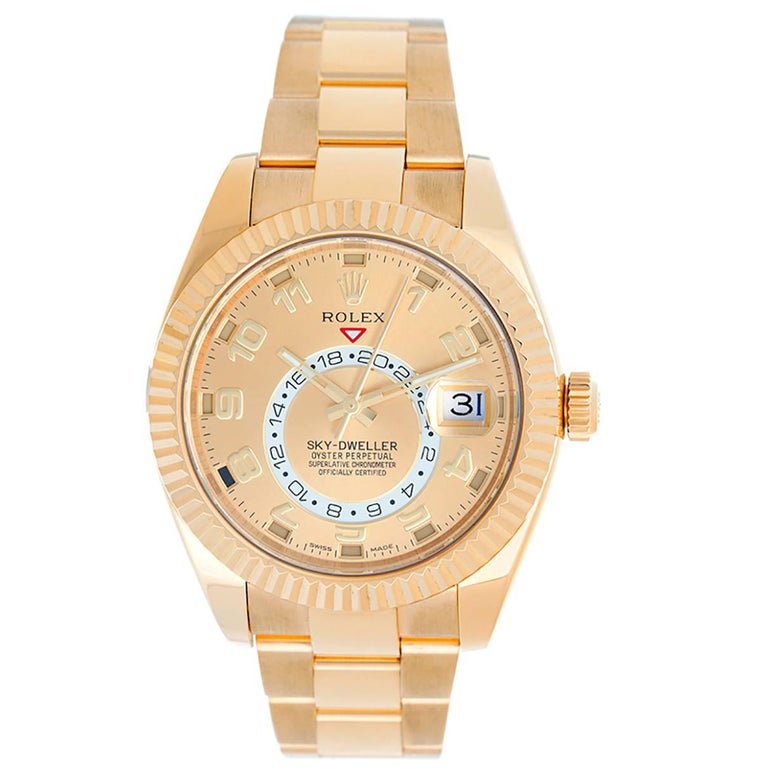 Rolex Yellow Gold Sky-Dweller Annual Calendar GMT Automatic Wristwatch ...