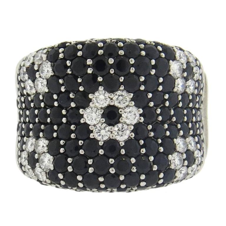 Roberto Coin Fantasia Black Sapphire Gold Large Flower Ring At 1stdibs