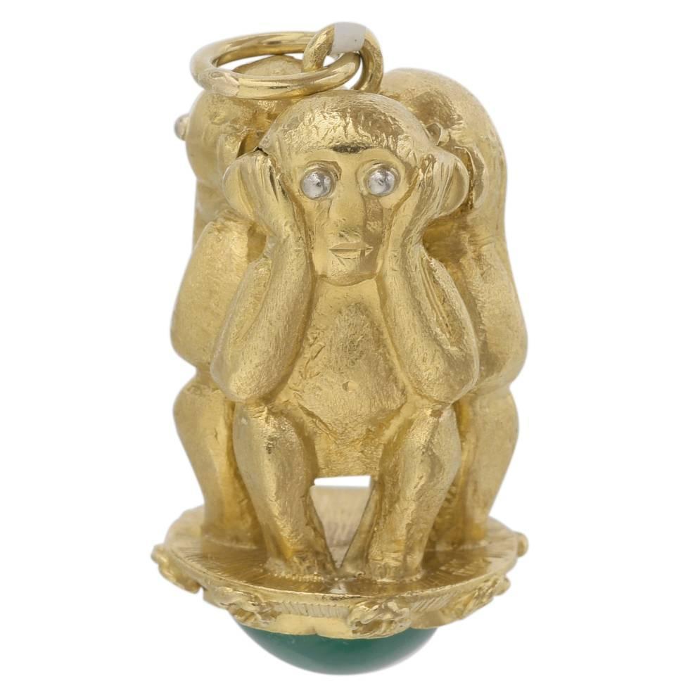 Gold Three Wise Monkeys Charm at 1stdibs