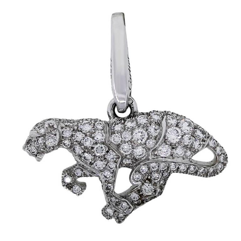 Cartier Diamond Gold Panther Charm Pendant at 1stDibs | cartier panther ...