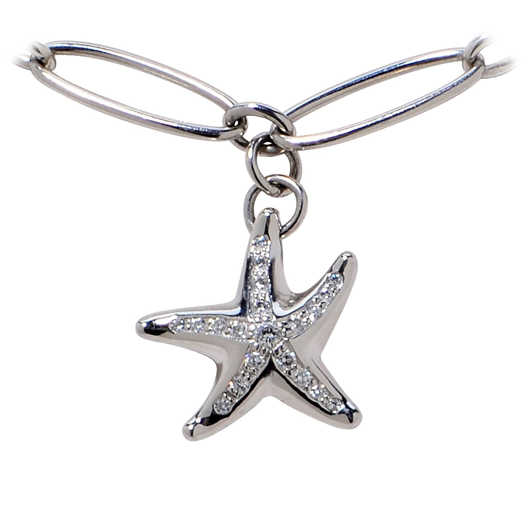 Tiffany and Co. Diamond Platinum Star Necklace at 1stDibs