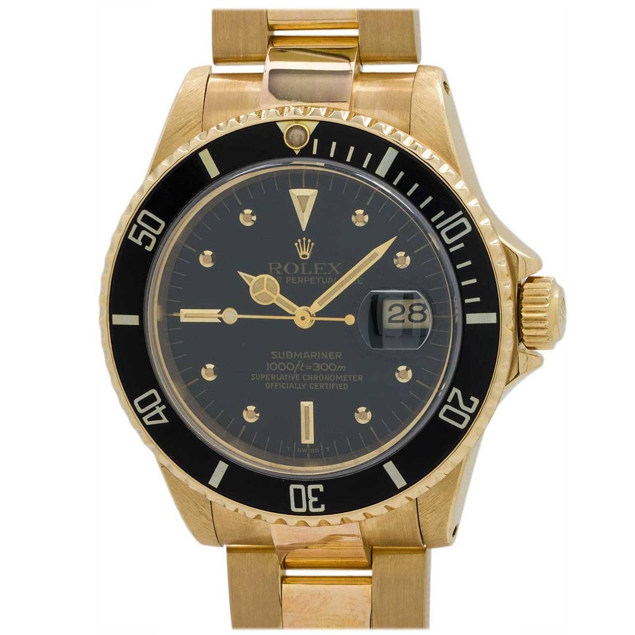 Rolex Yellow Gold Submariner Wristwatch ref 16808 at 1stDibs | rolex ...