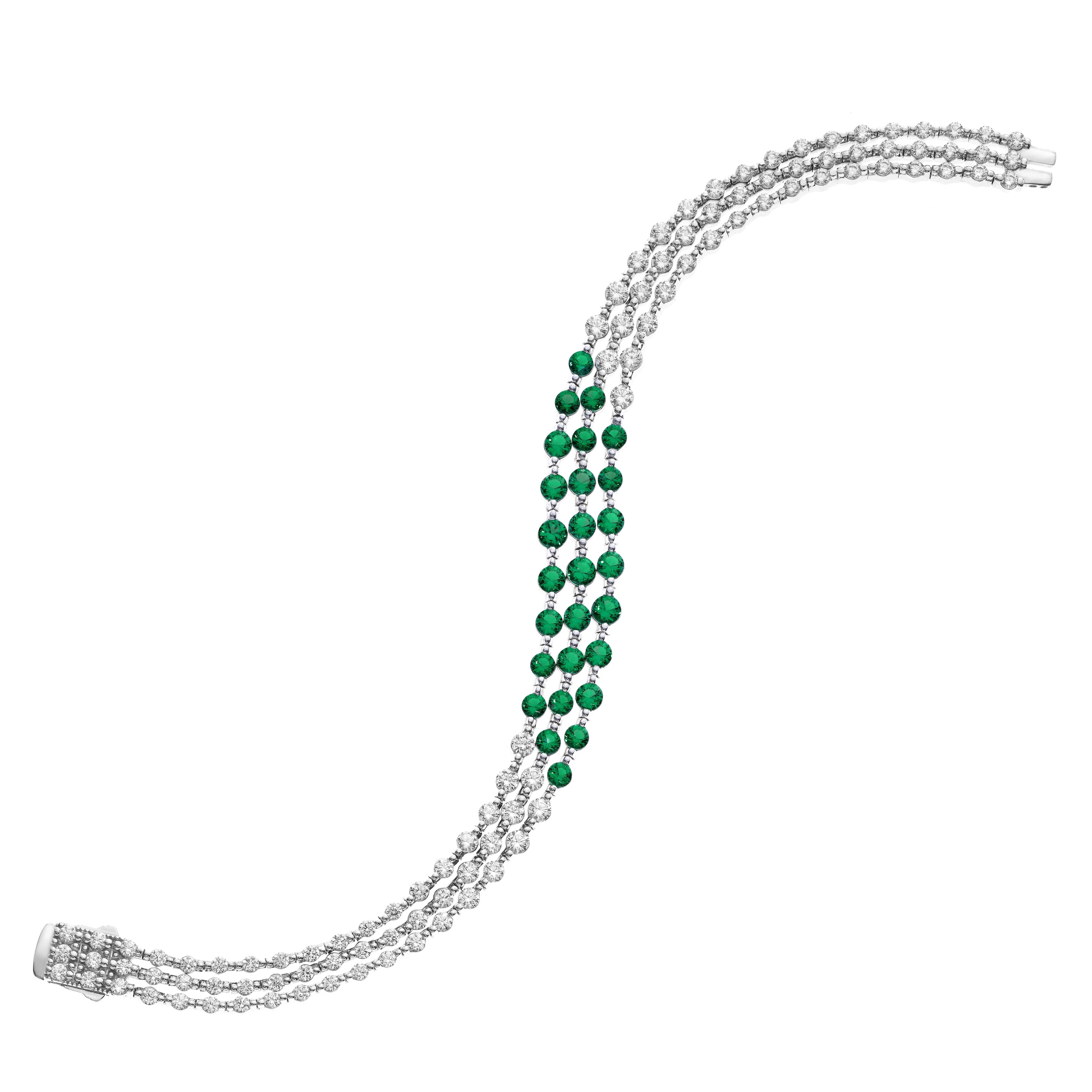 Emerald Diamond Gold Endless Emilio Signature Bracelet at 1stDibs