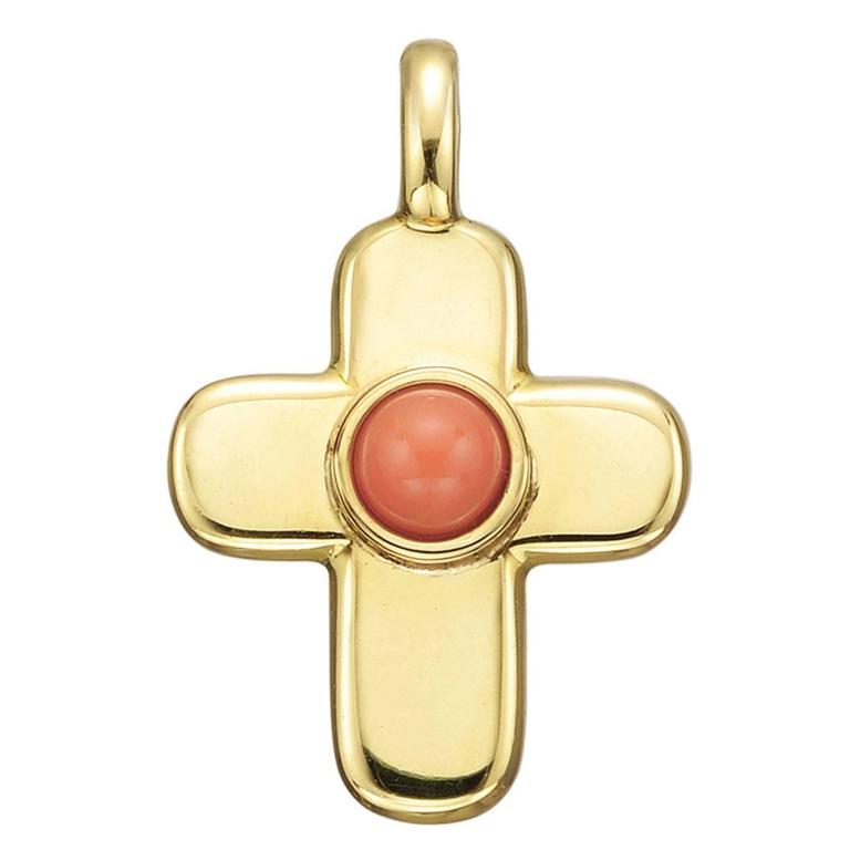 Van Cleef and Arpels Coral Gold Cross Pendant at 1stDibs