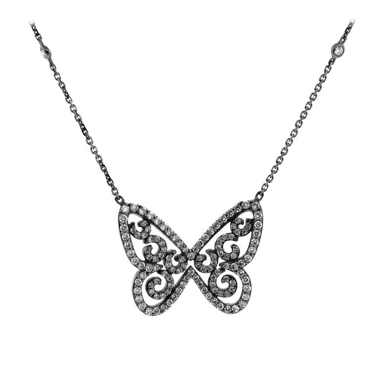 Messika Paris Diamond Gold Filigree Butterfly Necklace at 1stDibs