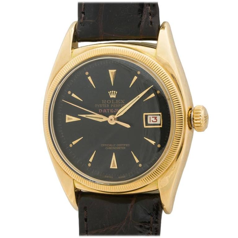 Rolex Yellow Gold Datejust Oyster Perpetual Wristwatch Ref 6105 at 1stDibs