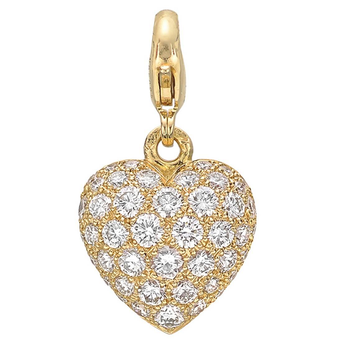 Cartier Diamond Gold Heart Pendant Charm at 1stDibs