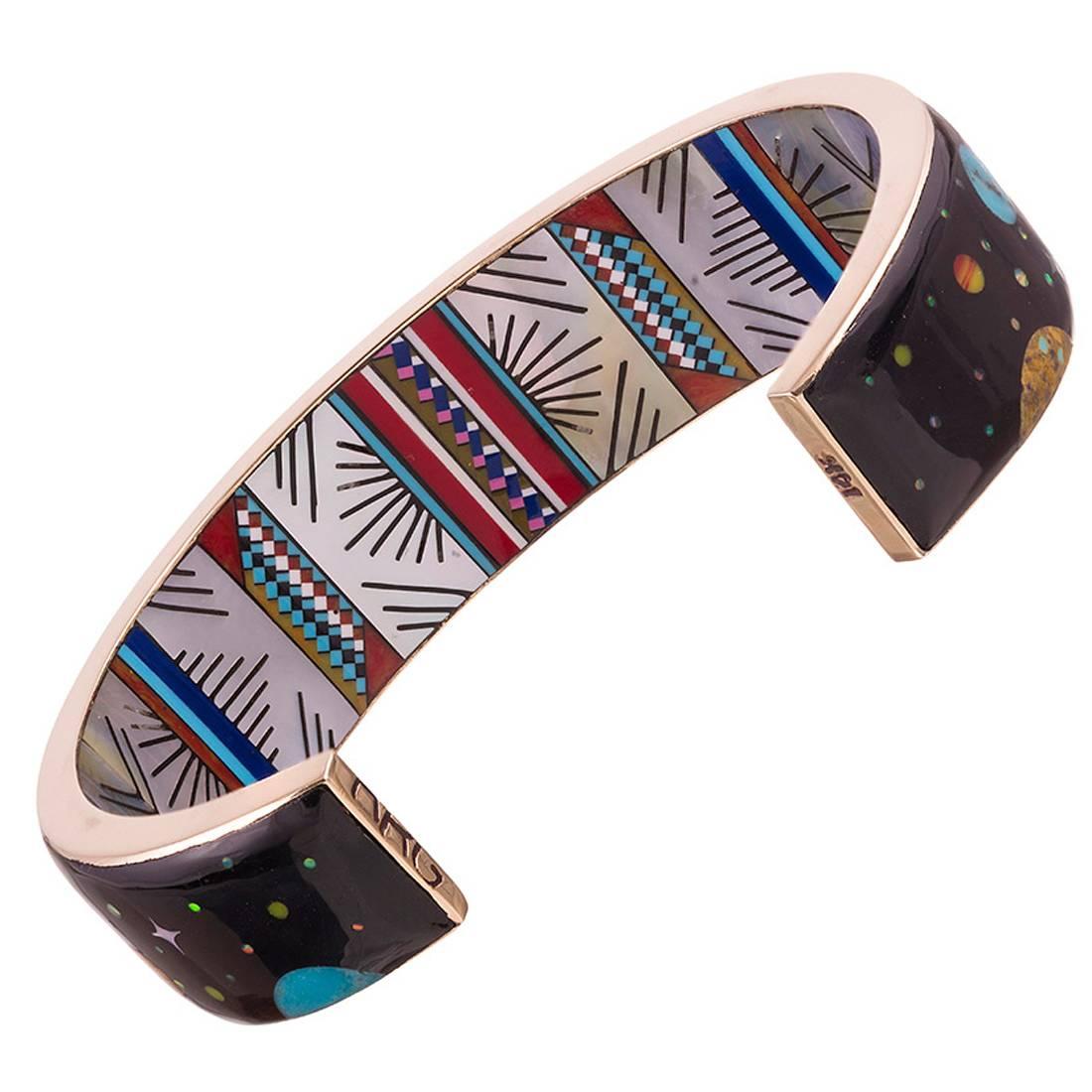 Mother of Pearl Enamel Inlaid Gold “Cosmos” Bracelet at 1stDibs ...