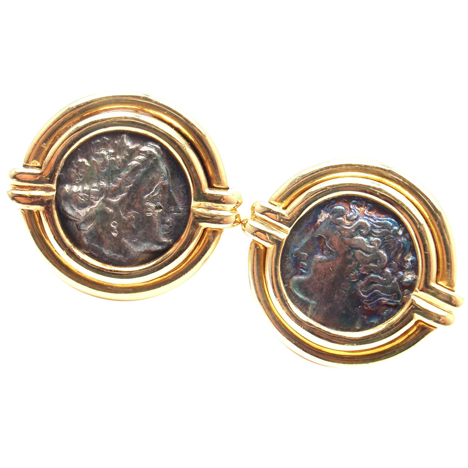 Bulgari Ancient Roman Coin Gold Cufflinks at 1stdibs