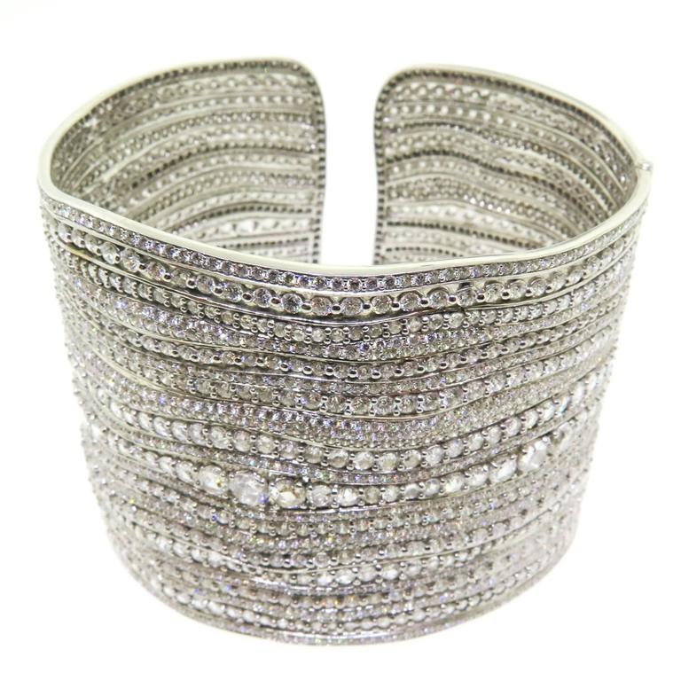 Diamond Gold Cuff Bracelet at 1stdibs