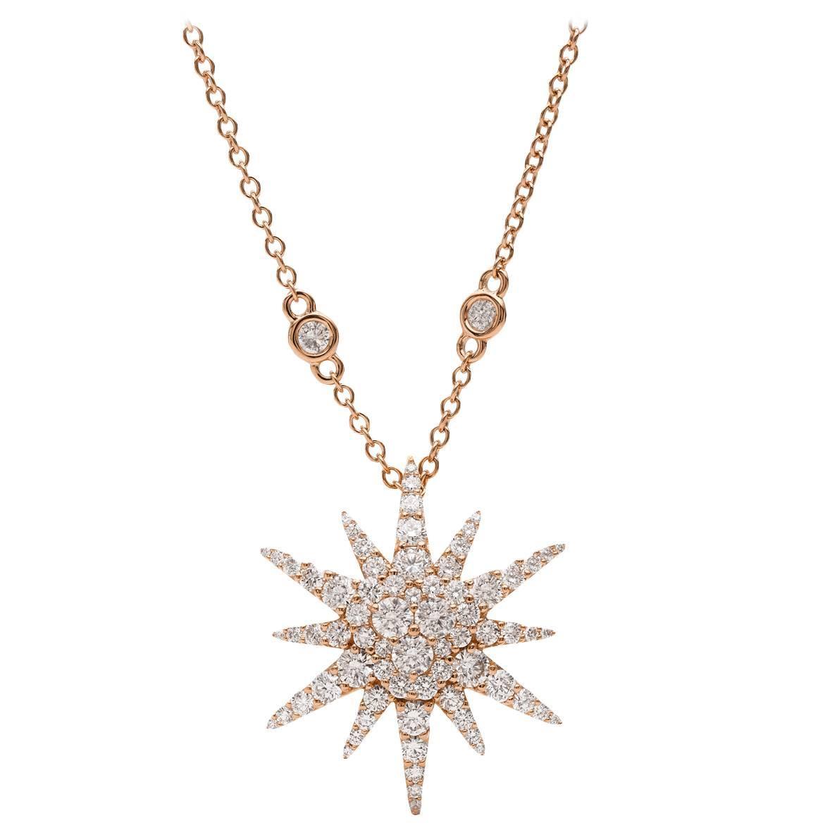 Diamond Gold Starburst Pendant For Sale at 1stdibs