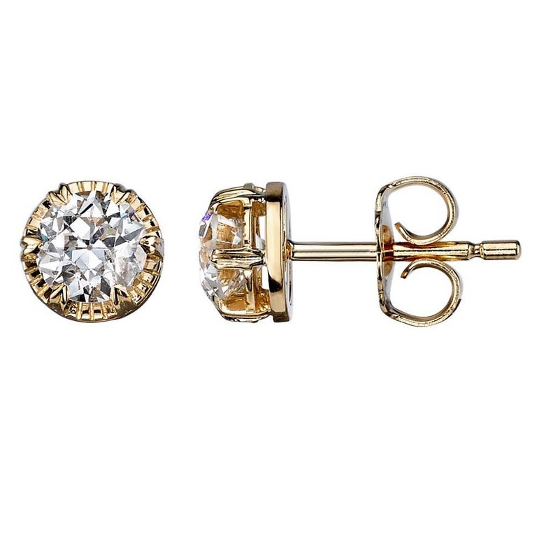 Old European Cut Diamond Stud Earrings at 1stDibs