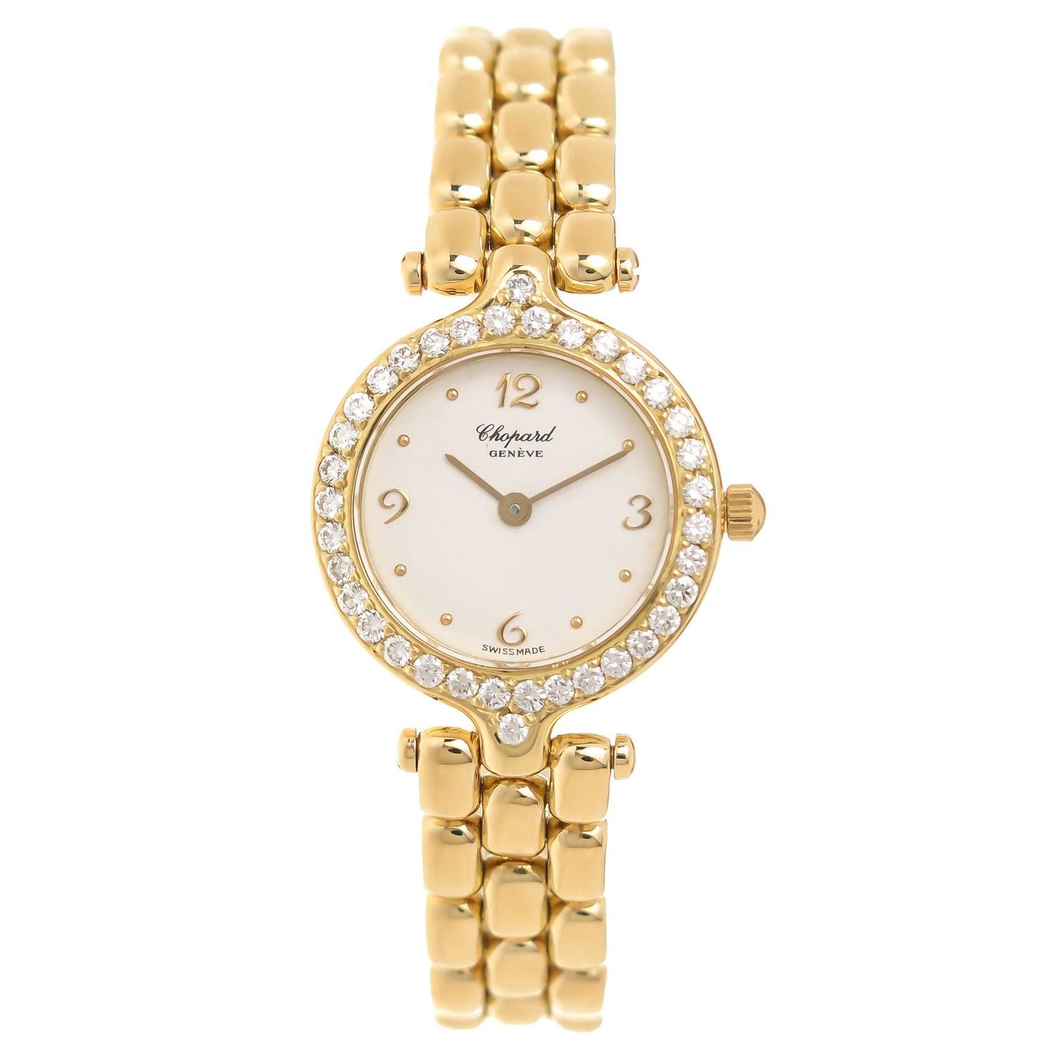 Chopard Lady's Yellow Gold Diamond Quartz Wrist Watch For Sale at 1stdibs