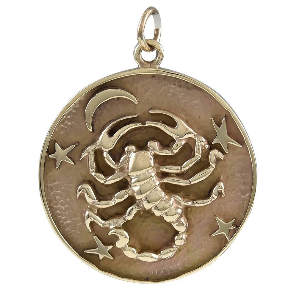 Scorpio Gold Charm Pendant For Sale at 1stdibs