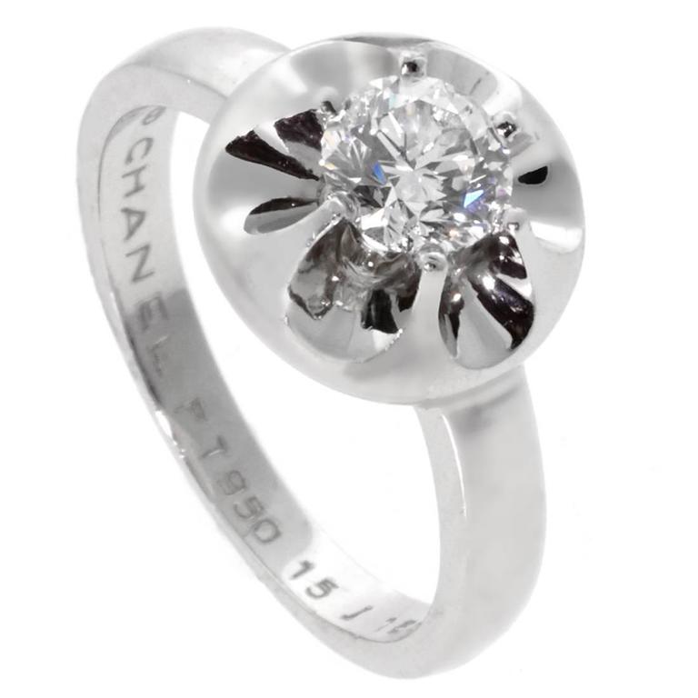 Chanel Solitaire Diamond Platinum Ring For Sale at 1stdibs