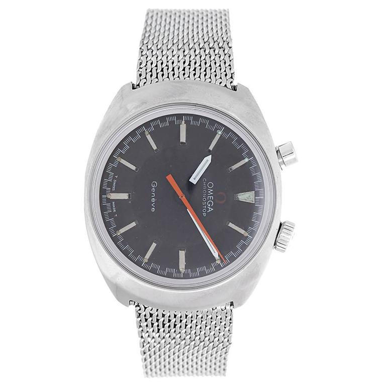 Omega Stainless Steel Sideways Dial Chronostop Diver's Wristwatch Ref ...