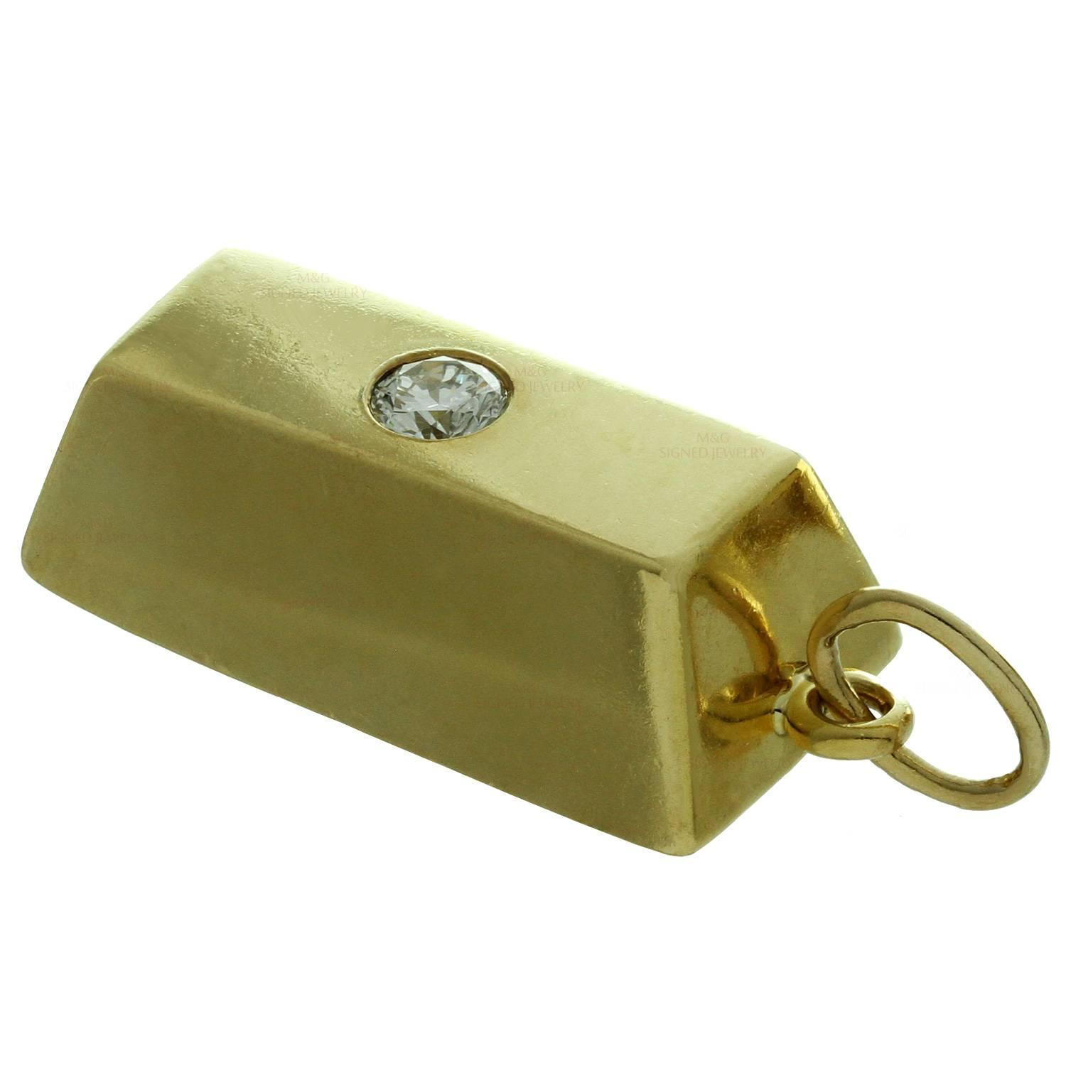 Cartier Diamond Gold 1 Ounce Solid Ingot Bar Pendant Charm For Sale at ...
