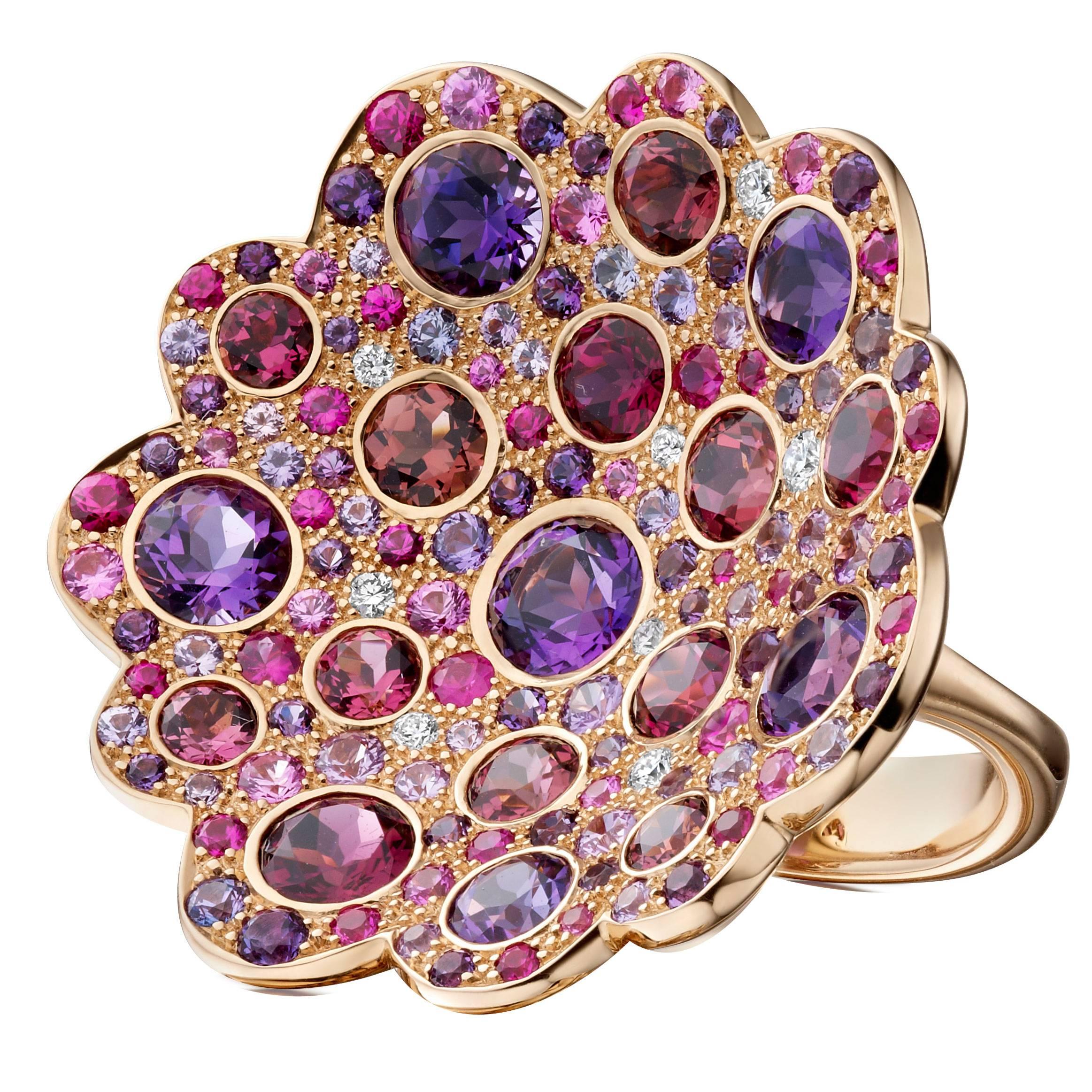 "Firefly" Multi Gem Gold Ring For Sale at 1stDibs