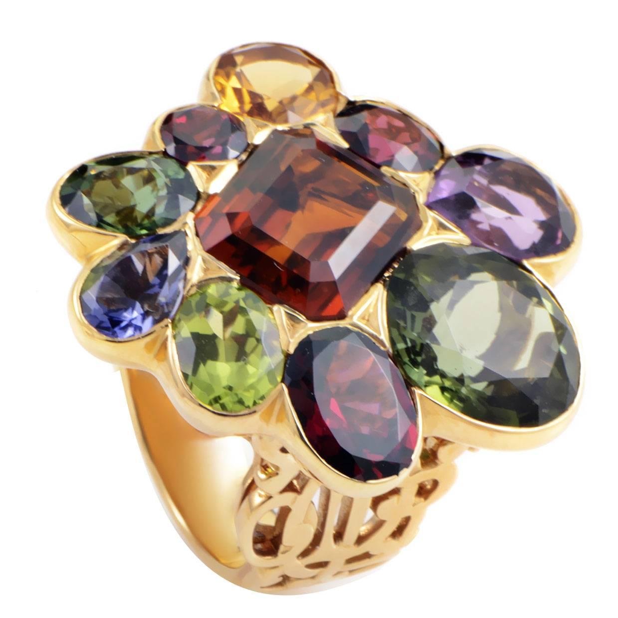 Dior Multi-Gemstone Gold Ring at 1stDibs