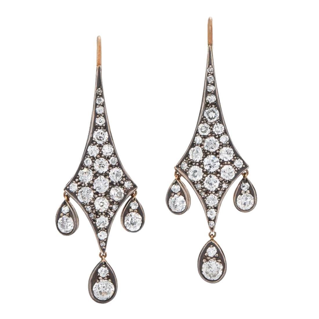 FRED LEIGHTON Gold Diamond Star Burst Earclips at 1stdibs