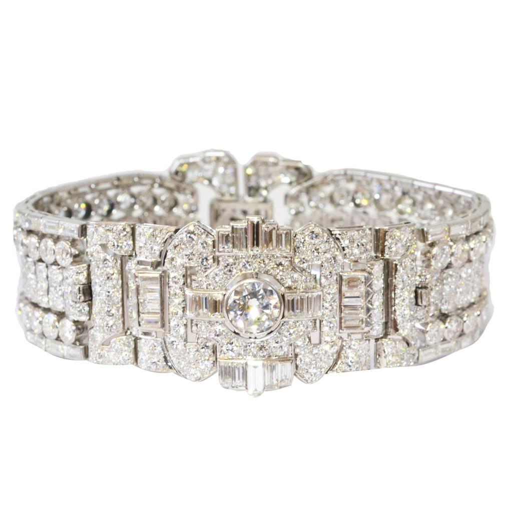 Drayson Art Deco Diamond Platinum Bracelet For Sale at 1stDibs