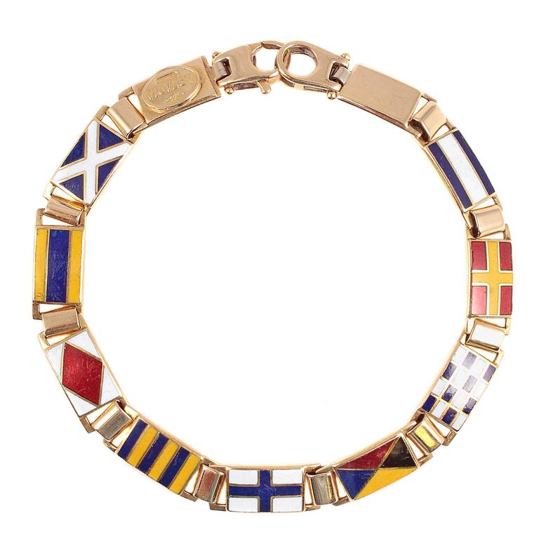 Colorful Enamel Gold Nautical Bracelet at 1stDibs