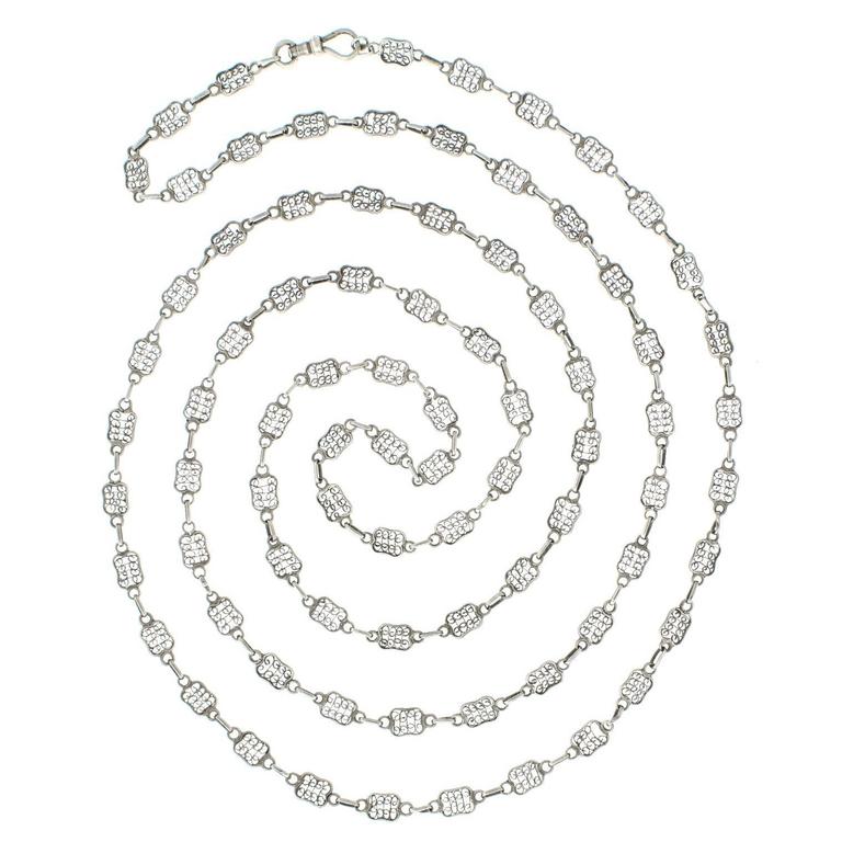 Superb Antique Sterling Silver Filigree 60-inch Chain at 1stDibs